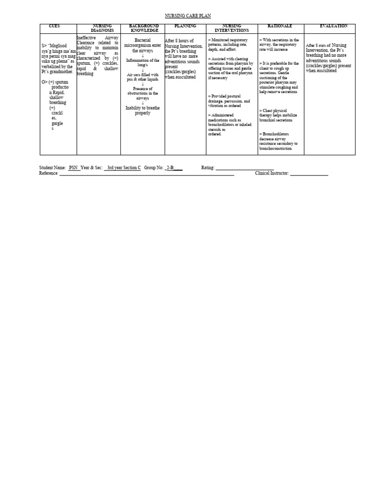 Cues Nursing Diagnosis Background Knowledge Planning Nursing ...