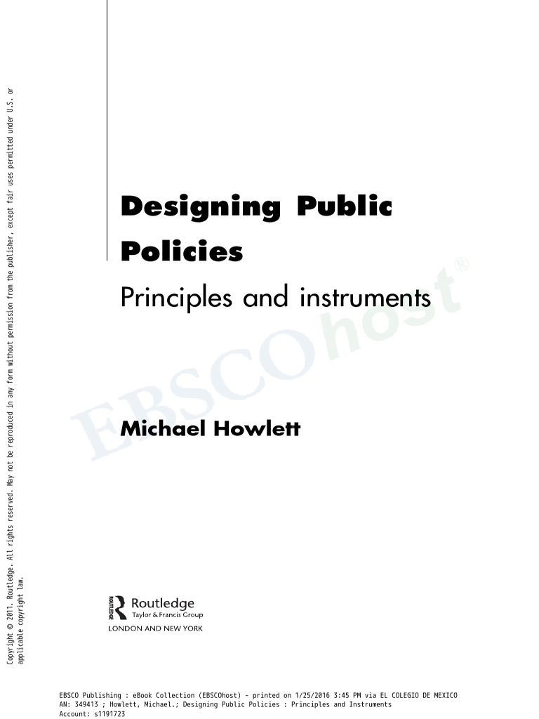 Howlett Designing Public Policies | PDF | Policy | Publishing