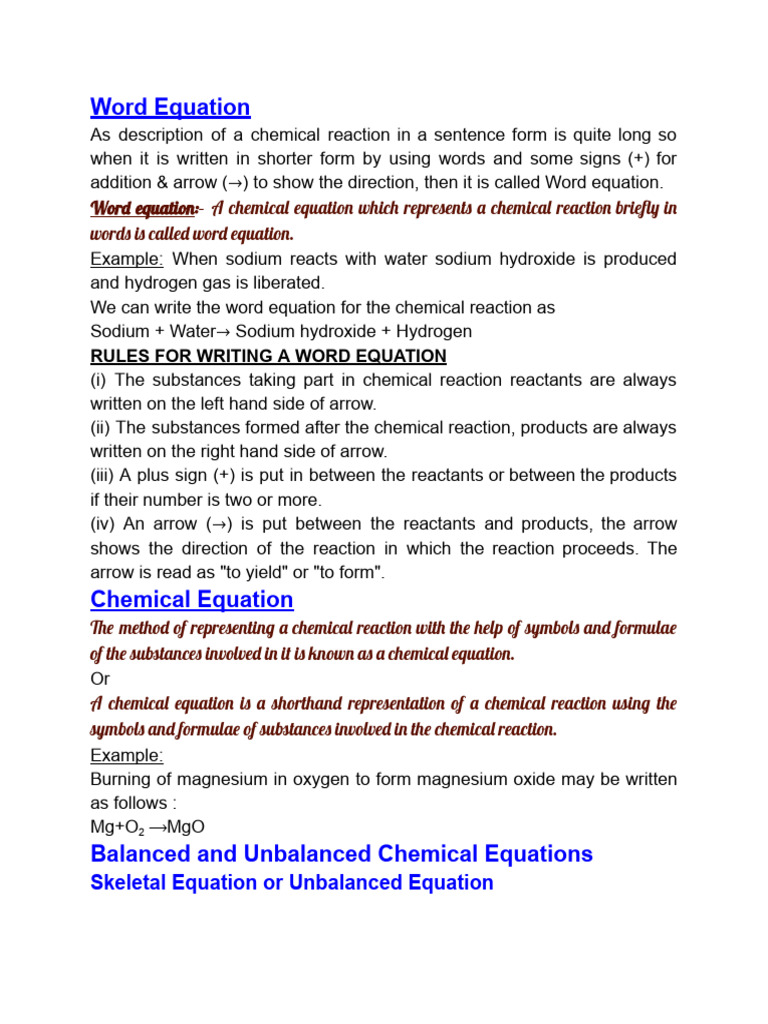Part-2 - Ways of Representing Chemical Reactions | PDF | Chemical ...