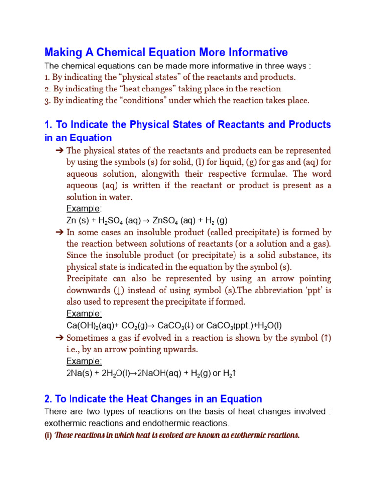 Part-4_ Making a Chemical Equation More Informative | PDF | Chemical ...