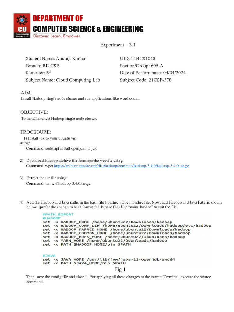 Computer Science & Engineering: Department of | PDF | Apache Hadoop | Information Technology ...