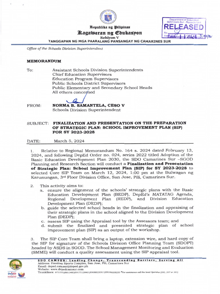 Unnumbered Memo Finalization and Presentation On The Preparation of ...
