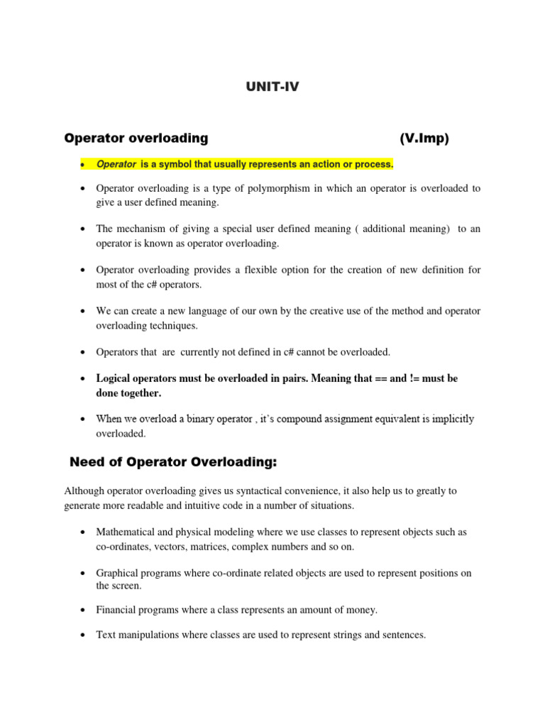 C Sharp Unit Iv Notes Pdf Class Computer Programming Method Computer Programming 9078