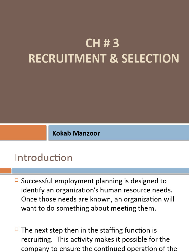 Ch 3 Recruitment Selection Pdf Recruitment Employment
