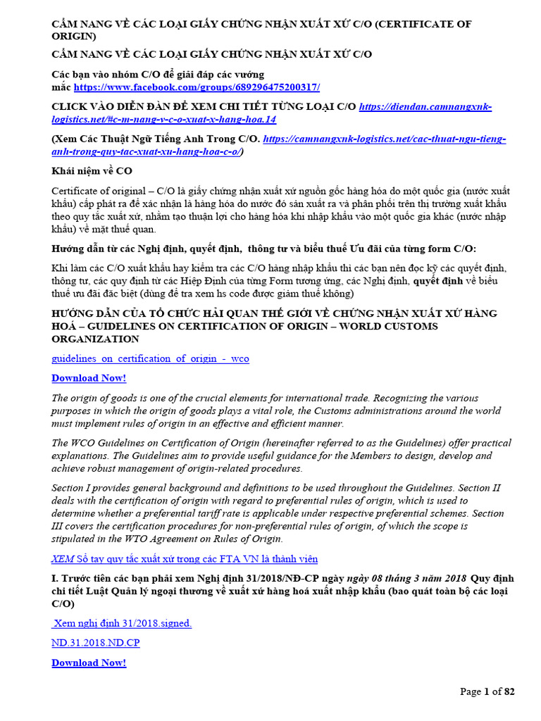 Cam Nang Ve Cac Loai Giay Chung Nhan Xuat Xu Co Certificate of Origin 2858 | PDF