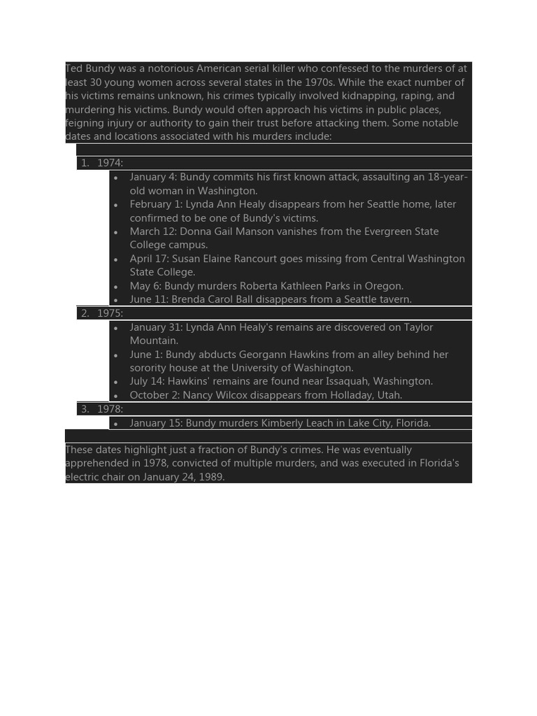 Ted Bundy Was A Notorious American Serial Killer Who Confessed To The ...