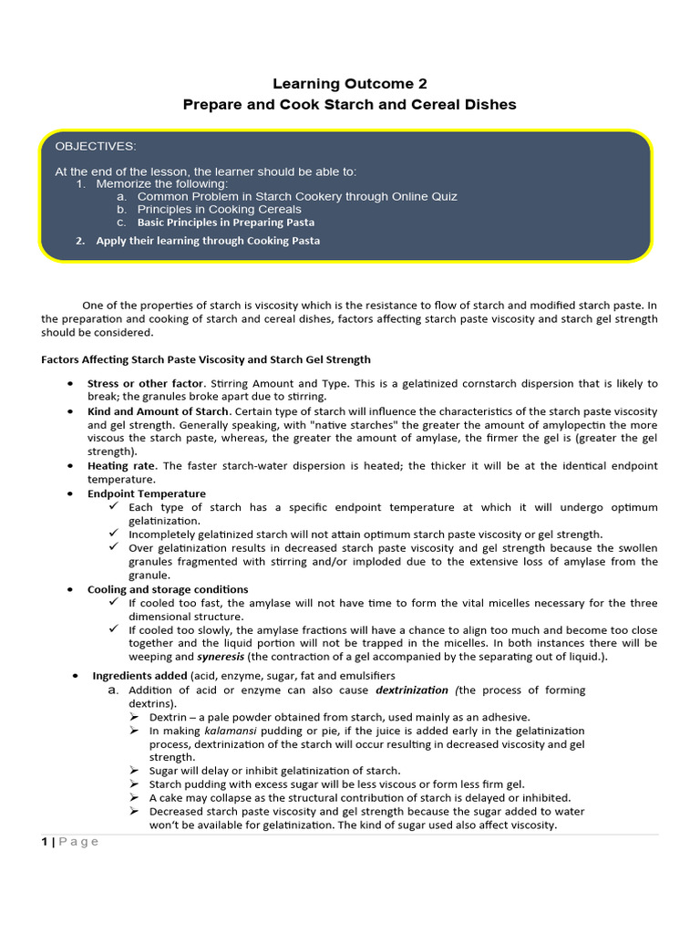 g10 Quarter 2 Module 1 and Module 2 | PDF | Pasta | Starch