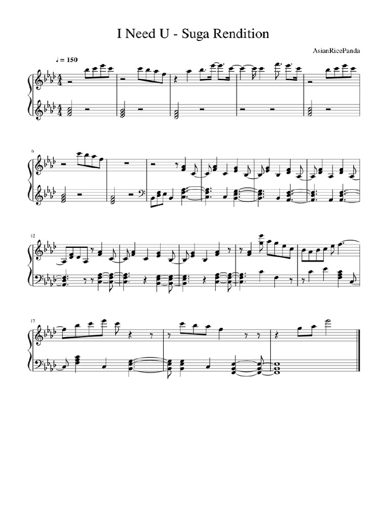 I Need U Partitura Suga Bts | PDF