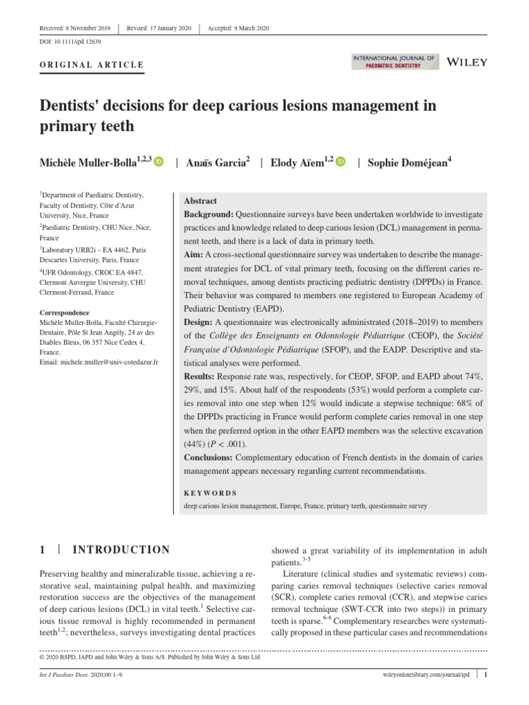Muller Bolla2020 | PDF | Tooth | Dentistry