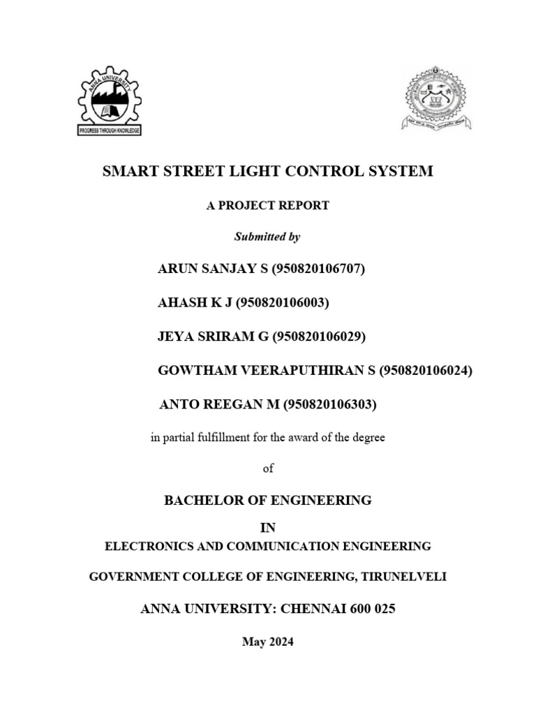 Smart Street Light Contrl System Final Report | PDF | Rectifier | Relay