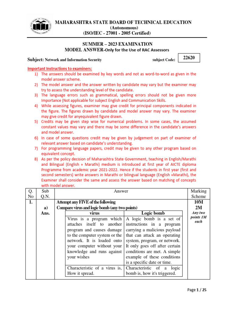 S23 Model Solution | Download Free PDF | Information Security | Computer Network