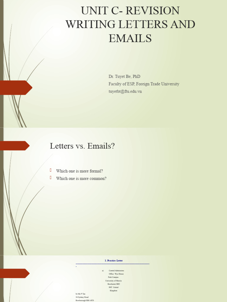 Writing Letters and Emails | PDF | Comma