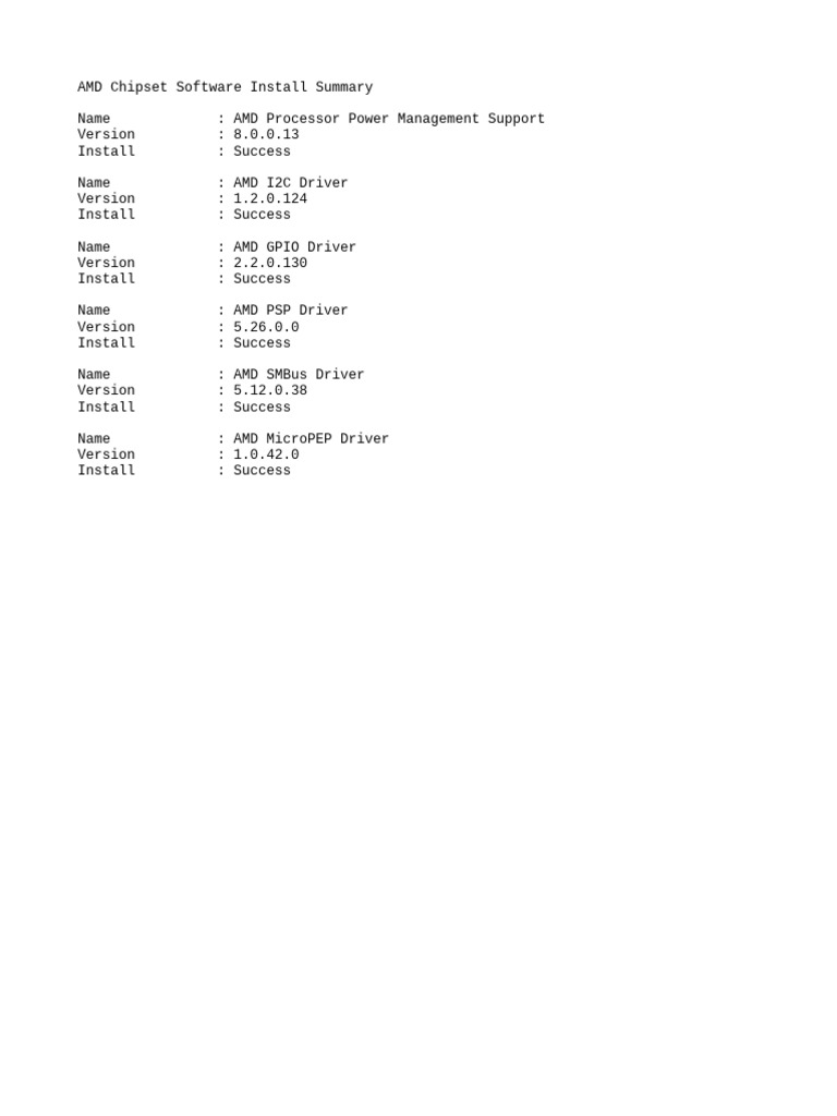 AMD Chipset Software Install Summary | PDF