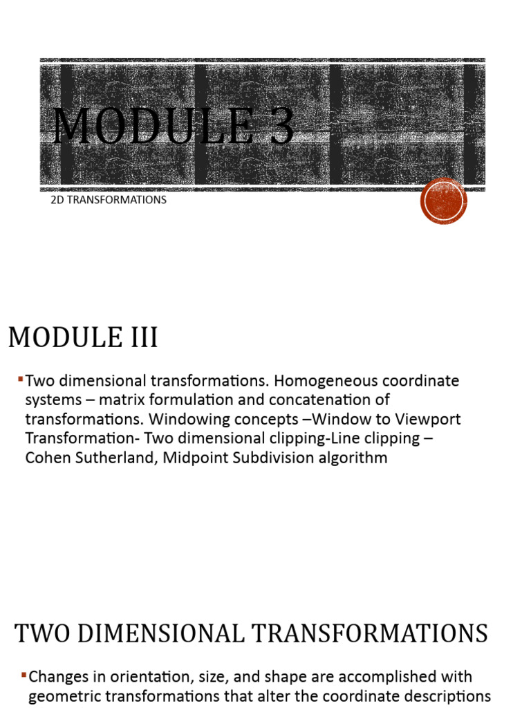 Module 3 2d Transformations 1 Pdf 2 D Computer Graphics Cartesian Coordinate System
