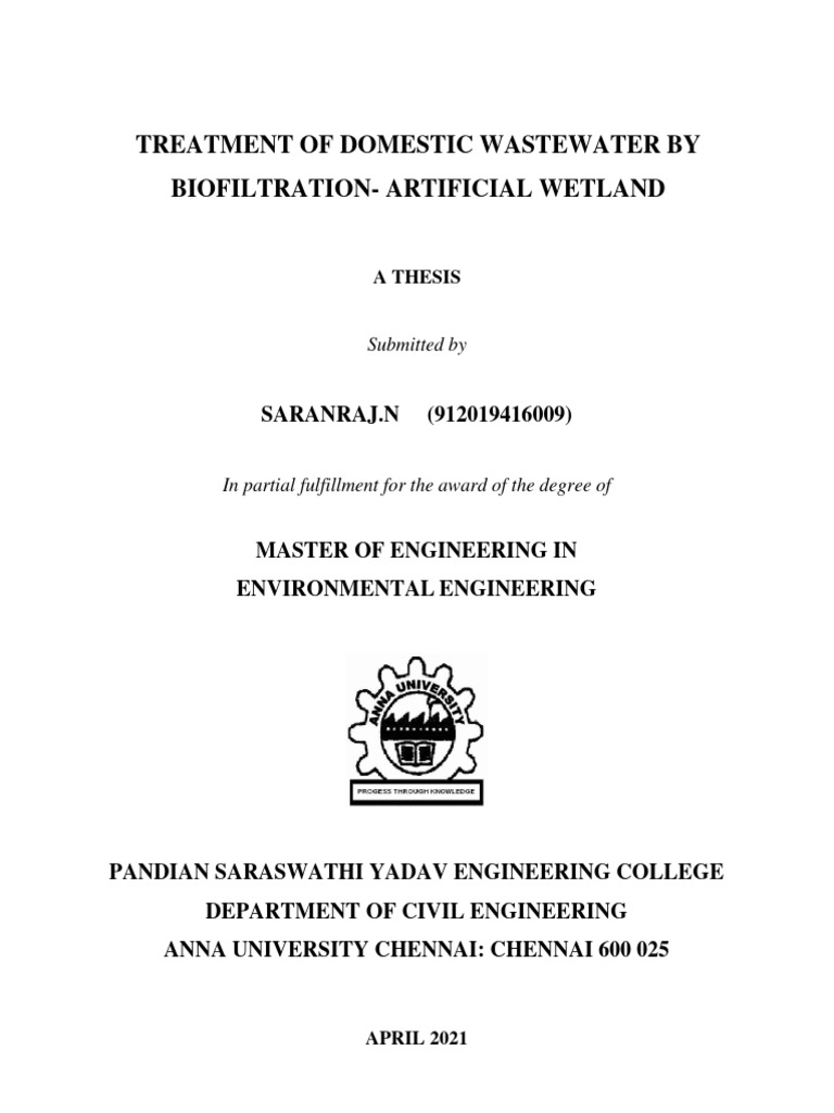 Domestic Wastewater Treatment via Biofiltration | PDF | Sewage ...
