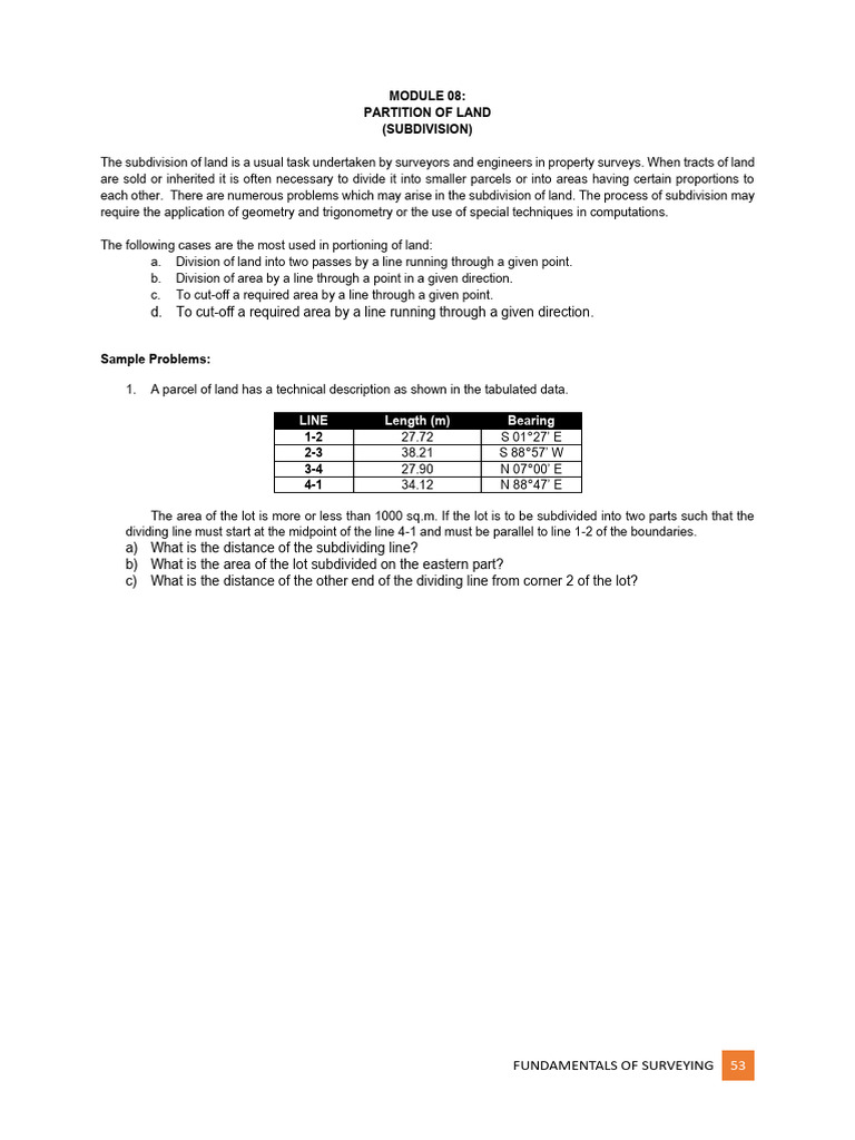 Module 08 Fundasurv 215 2023 | PDF | Surveying | Area