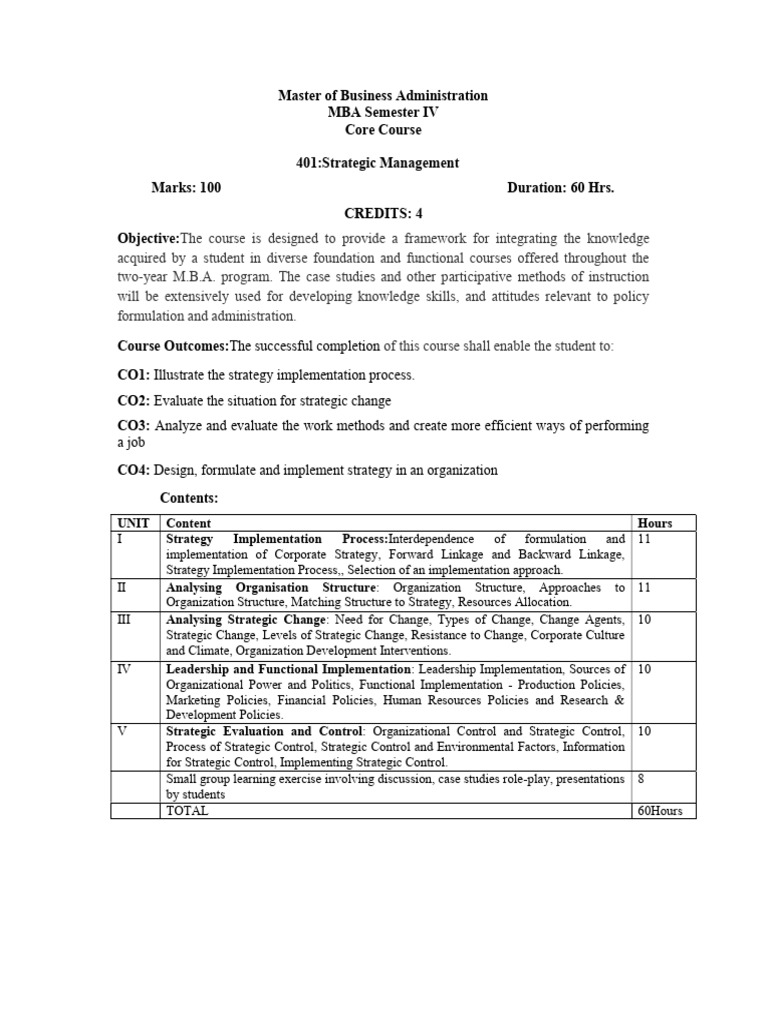 401 | PDF | Strategic Management | Master Of Business Administration