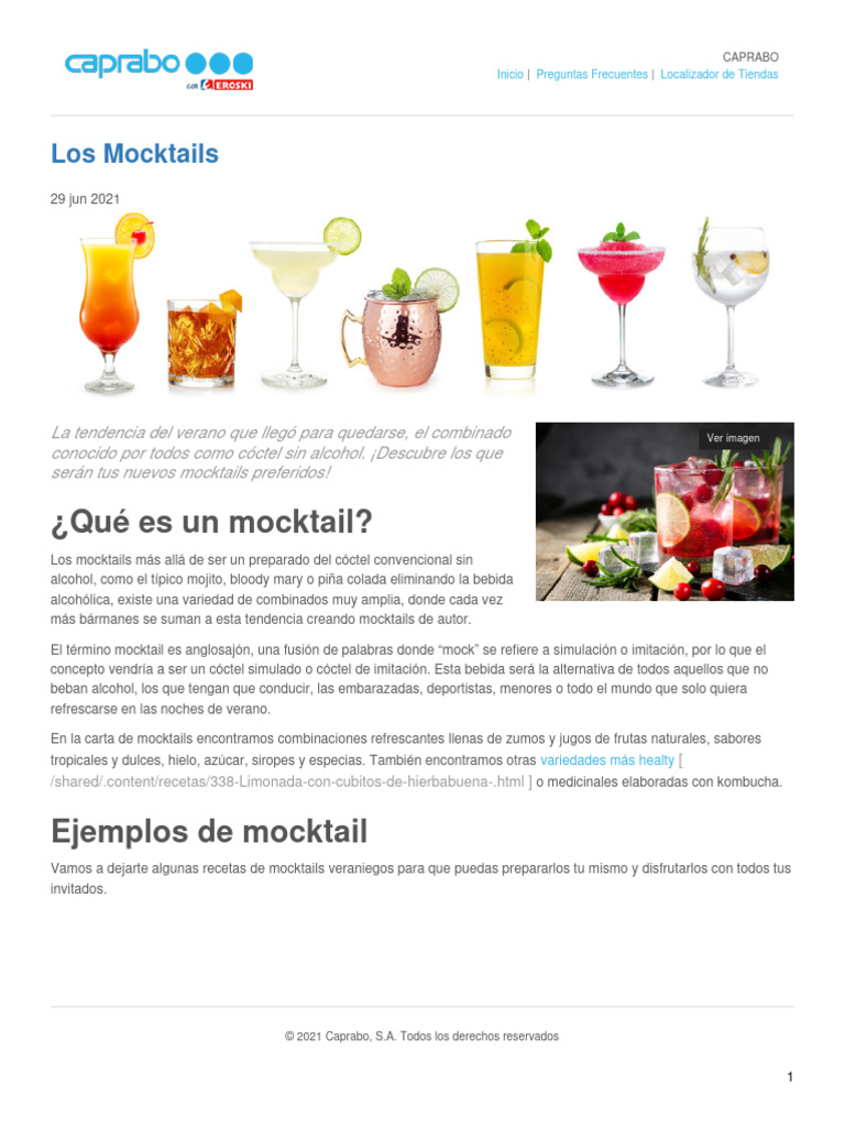 Mocktails Cocteles Sin Alcohol | PDF | Bebida