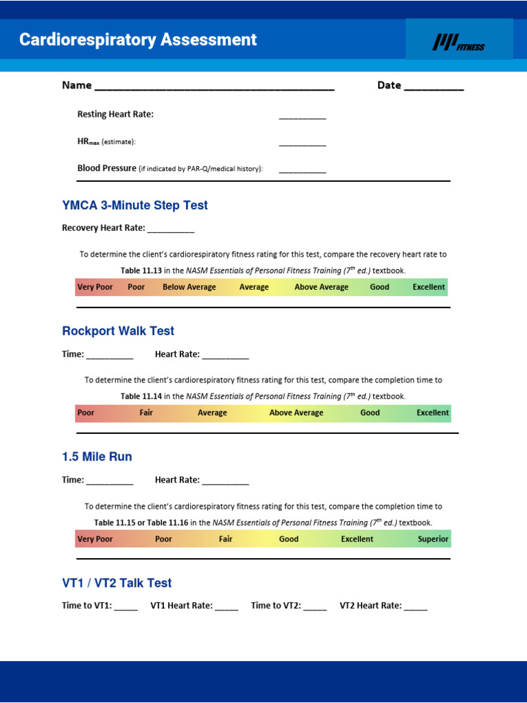 YMCA Step Test Cardiorespiratory Assessment | PDF