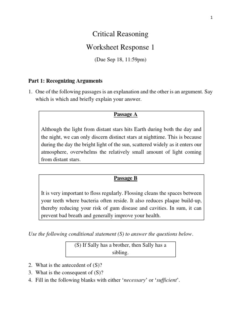 TalkFile - Worksheet Response 1 (Recognizing and Evaluating Arguments) PDF | PDF | Argument ...
