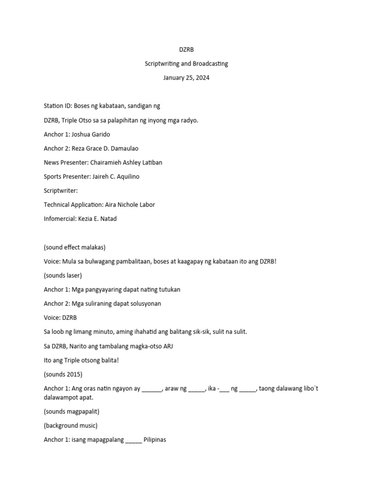 DZRB Scriptwriting | PDF