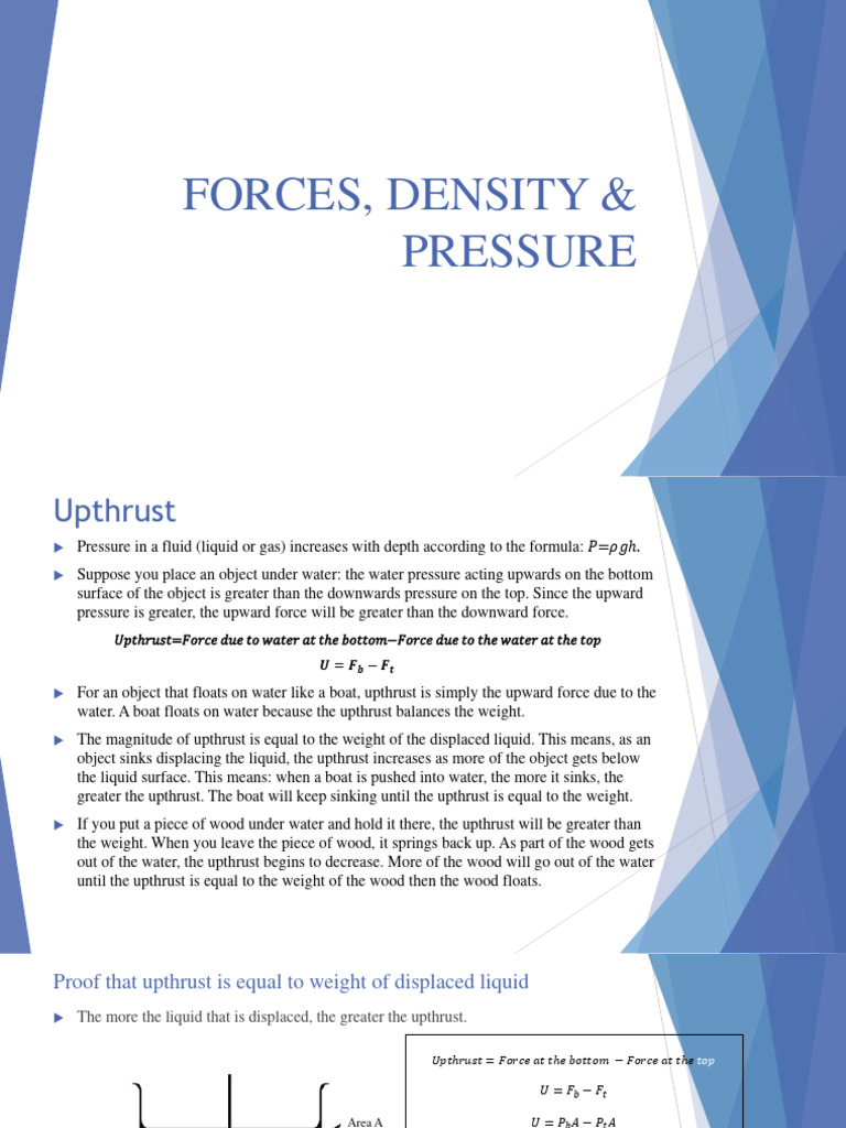 As Forces, Density & Pressure | PDF | Buoyancy | Friction