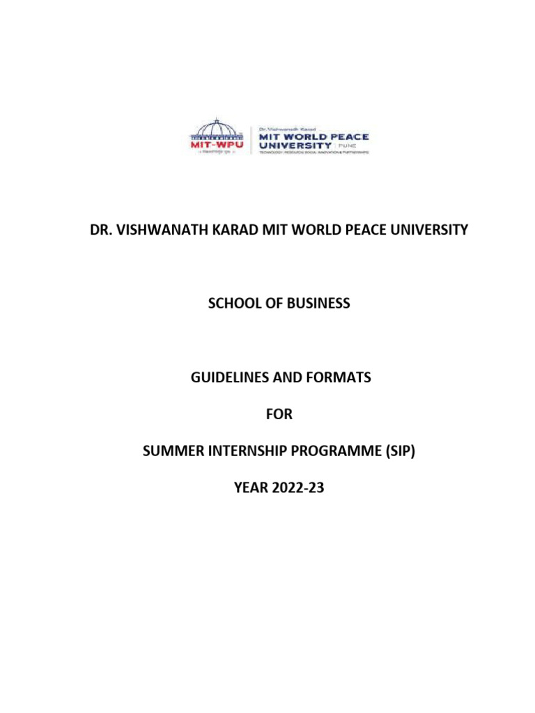 SIP-Guidlines With Formats - Batch 2022-24 | PDF | Methodology ...