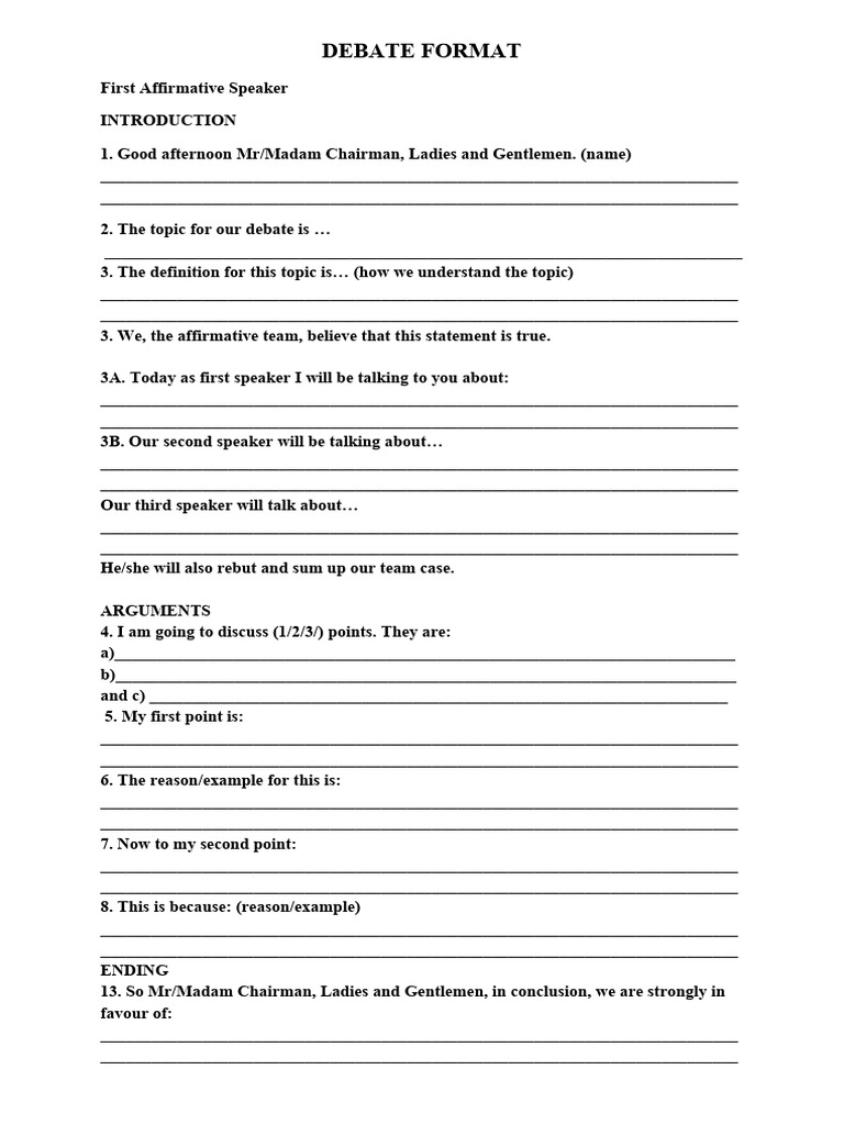 Debate Format Templates | Download Free PDF | Argument | Logic