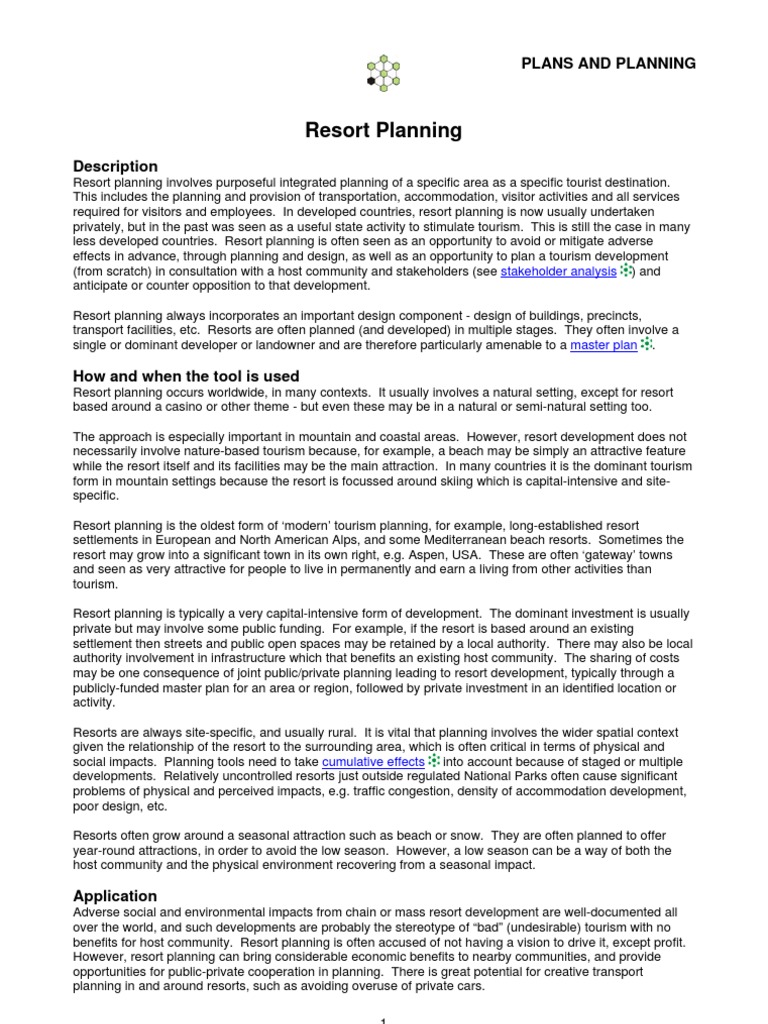 ITP313 Resort Planning | PDF | Resort | Tourism