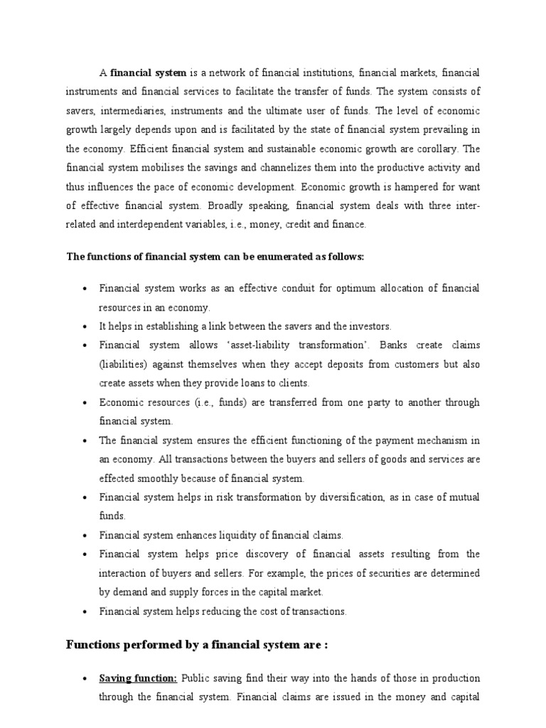 The Functions of Financial System | PDF | Financial Markets | Financial ...