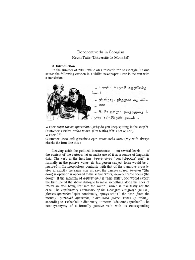 Deponent Verbs in Georgian | PDF | Verb | Grammar