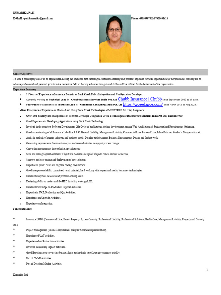 Resume of Kumarika Pati | PDF | Databases | Microsoft Sql Server