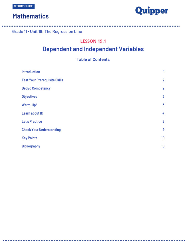 Dependent and Independent Variables: Mathematics | Download Free PDF | Dependent And Independent ...