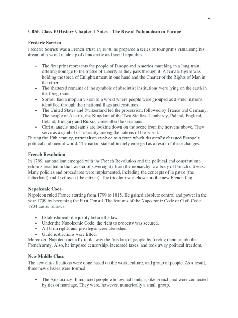 CBSE Class 10 History Chapter 1 Notes | PDF | Balkans | Nationalism