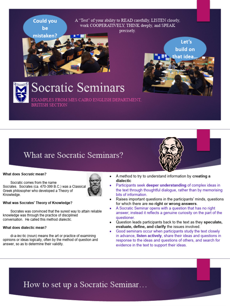 JC PRESENTATION Socratic Seminars | PDF | Socrates | Knowledge