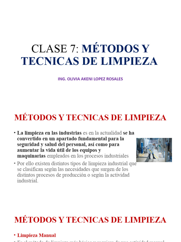 Clase 7 Métodos de Limpiesa I Ciclo Seguridad e Higiene Frutas | PDF ...