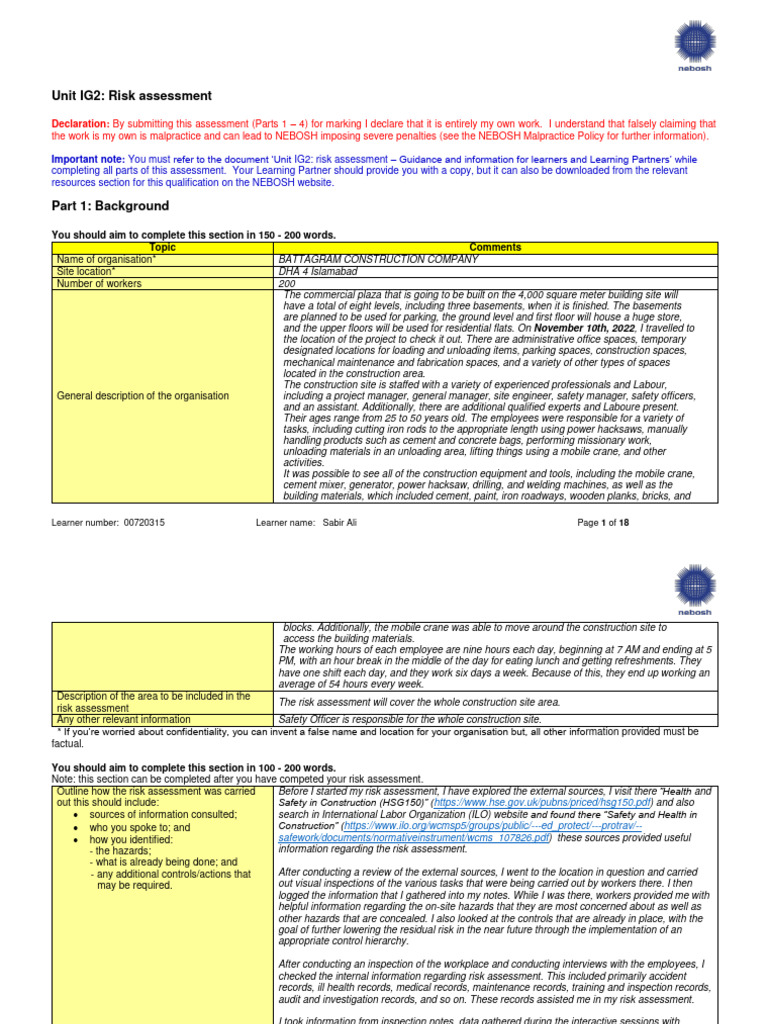 Sabir Ali 00720315 Learner Partner Name Qanmos College ... | PDF ...