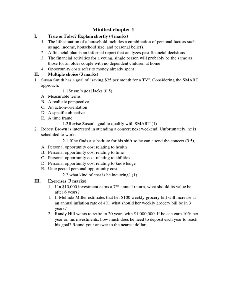Mini Test Chapter 1.version 2023 | PDF | Career & Growth | Wellness
