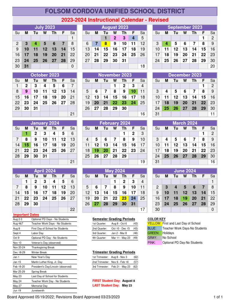 2023-24 Instructional Calendar | PDF | Academic Term | Educational Organizations