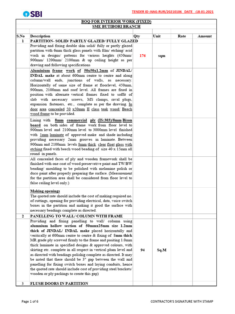 Boq Sme Butibori Interior Fixed | PDF | Door | Wall