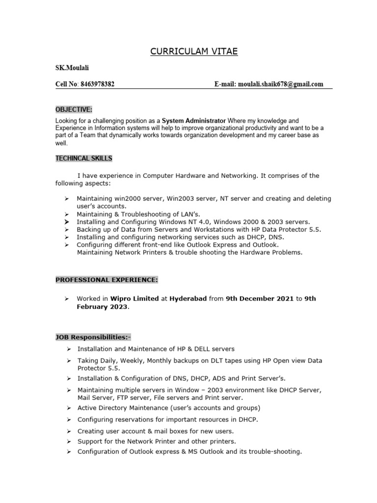 Server L1 Support Engineer | PDF