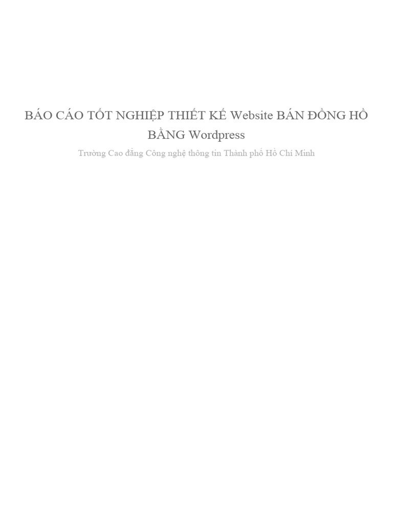 Bao Cao Tot Nghiep Thiet Ke Website Ban Dong Ho Bang Wordpress | PDF