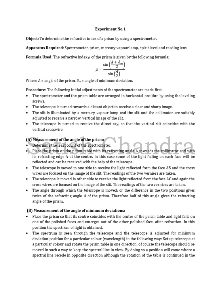 Refractive Index of Prism | PDF | Refraction | Refractive Index