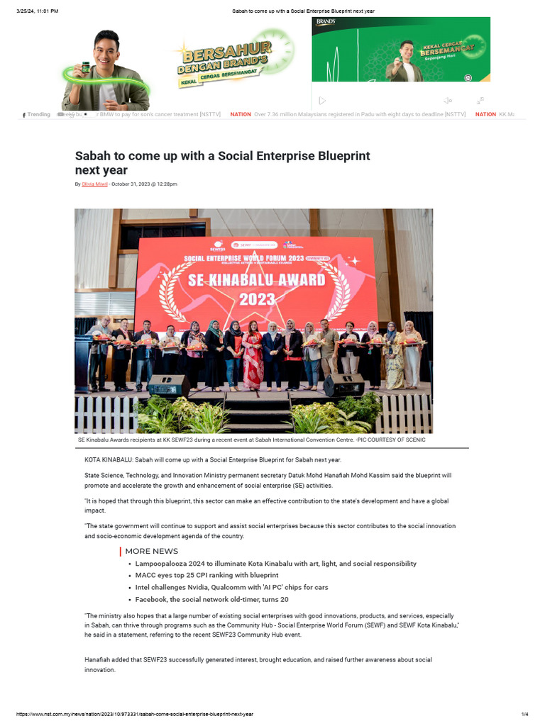 Sabah's 2024 Social Enterprise Blueprint | PDF | Social Enterprise ...