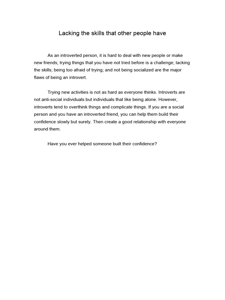 Lacking The Skills That Other People Have | PDF