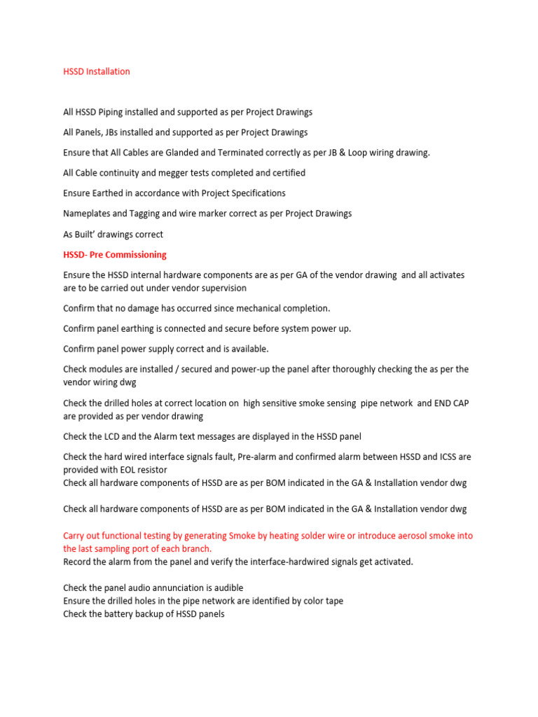 HSSD Installation & Pre | PDF | Technology & Engineering