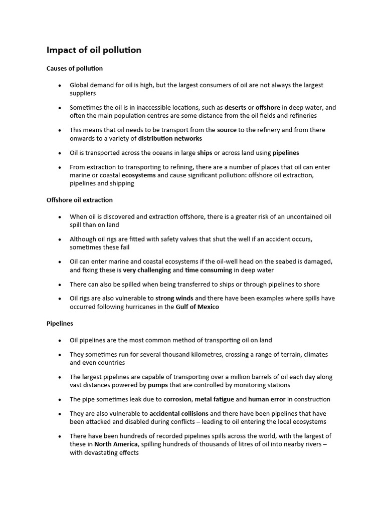 Causes of Coastal Oil Pollution | PDF | Oil Spill | Petroleum
