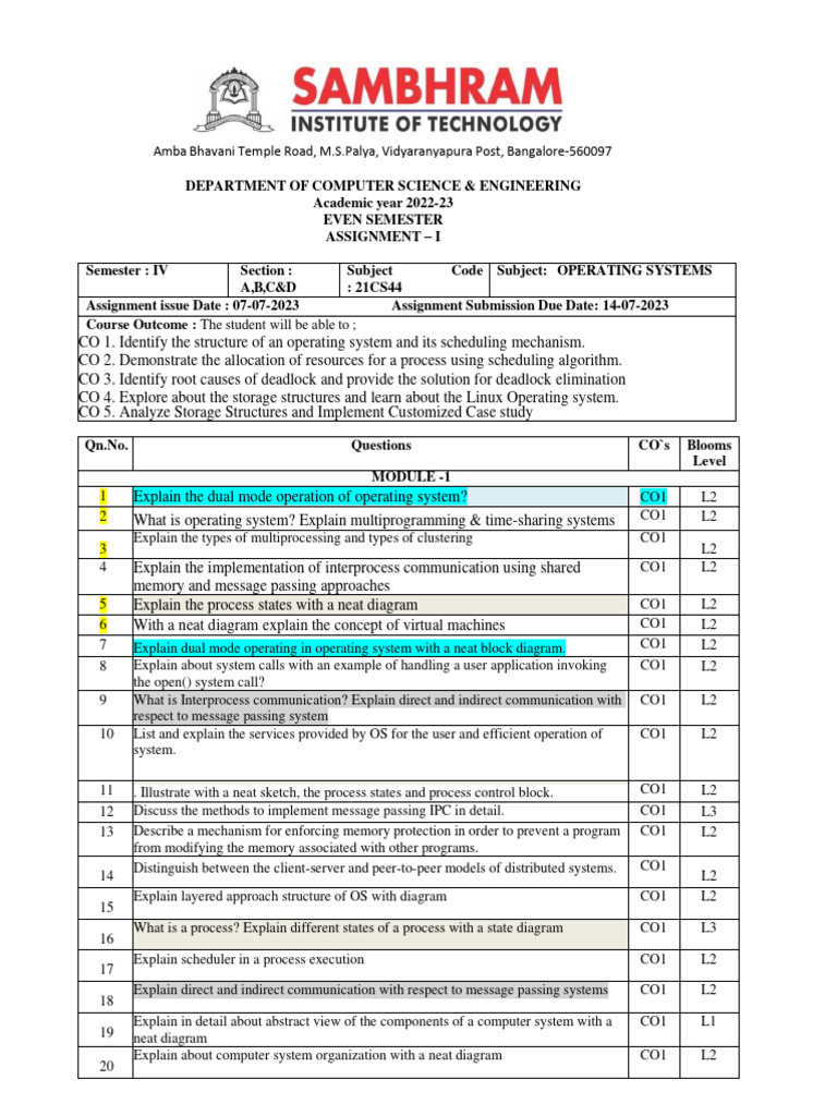OS | PDF | Process (Computing) | Operating System