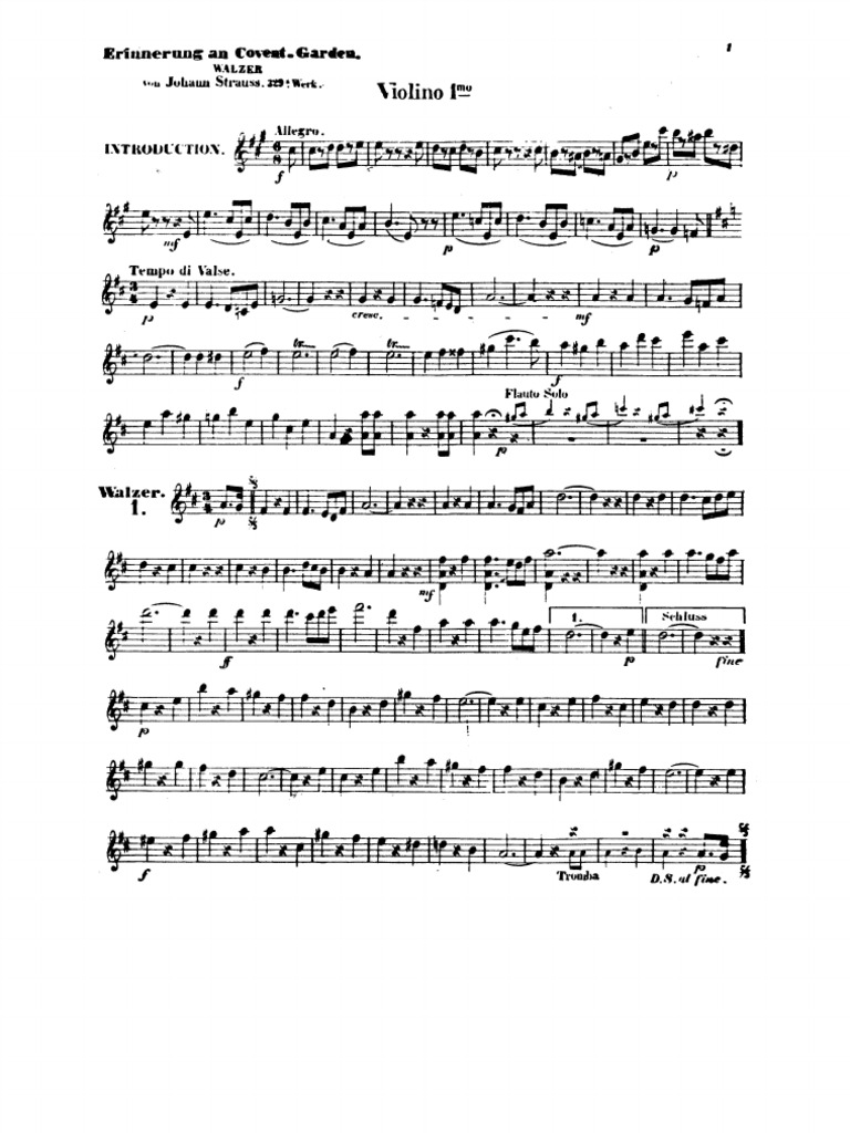 IMSLP850579-PMLP523235-Strauss Jr. Erinnerung An Covent-Garden, Op.329 - Violins I | PDF