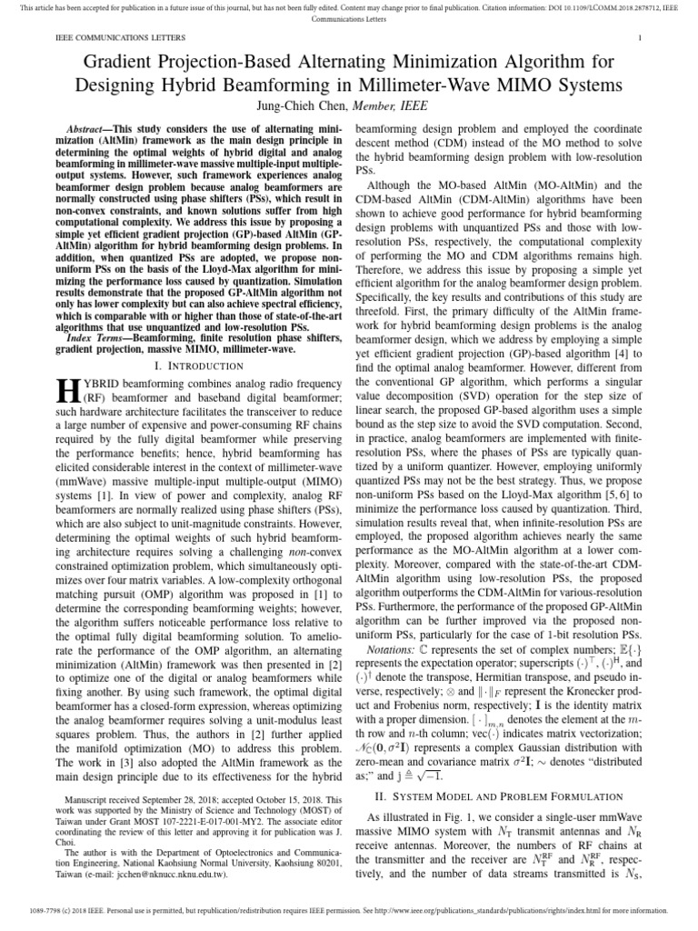 Hybrid Beamforming in mmWave MIMO Systems | PDF | Mimo | Matrix ...